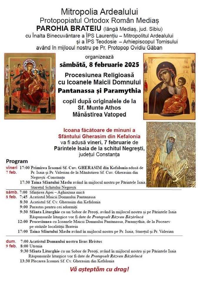 Procesiune cu icoanele Pantanassa și Paramythia la Brateiu - Sibiu 100