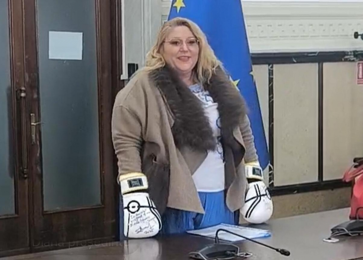 FOTO: Diana Șoșoacă și-a depus candidatura. A venit cu mănuși de box și ...